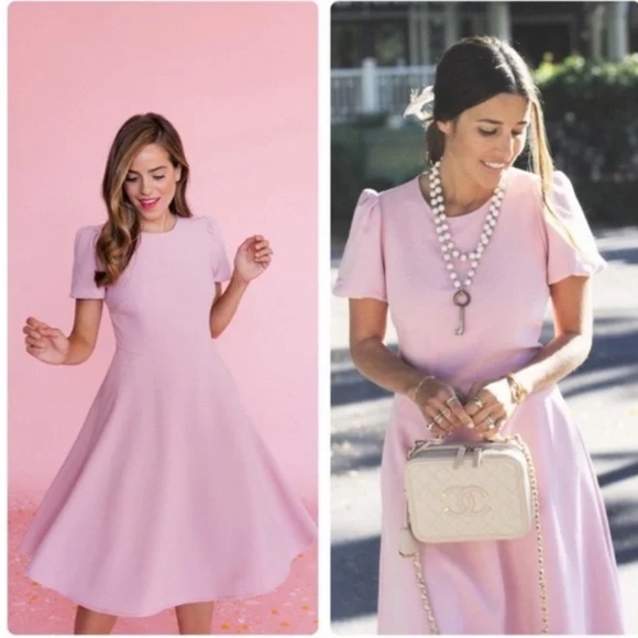Gal Meets Glam | Dresses | Gal Meets Glam Krista Puff Sleeve Fit Flare ...